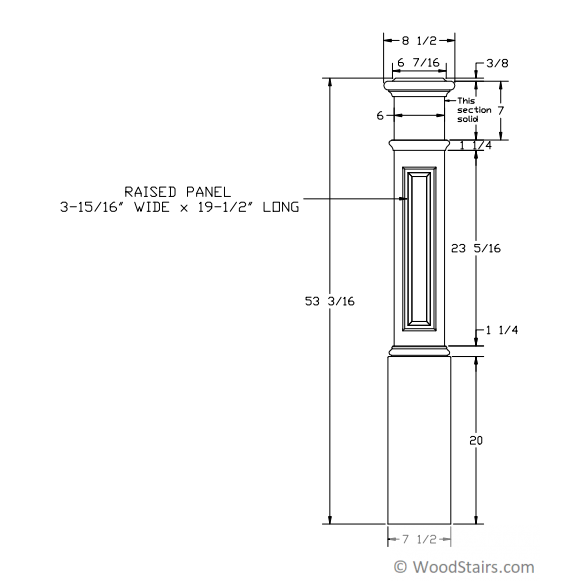 4095 Box Newel Wood Stair Box Newel 4095 Raised Panel Box Newel